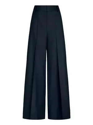 Oscar De La Renta Wide-leg Wool-blend Trousers - Blue