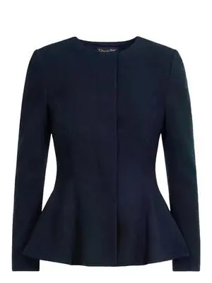 Oscar De La Renta Peplum Wool-blend Jacket - Blue