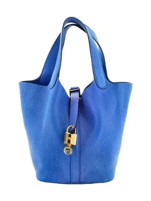 Hermès Picotin Lock Clemence Pm Bucket Bag - Blue