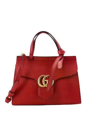 Gucci Gg Marmont Top Handle Mini Satchel - Red