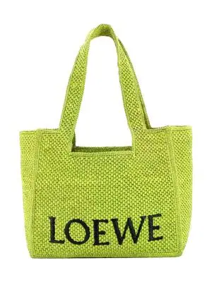 Loewe Paula's Ibiza Logo Convertible Raffia Medium Tote Bag - Green