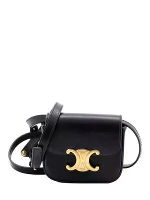 Celine Triomphe Smooth Calfskin Mini Crossbody Bag - Black
