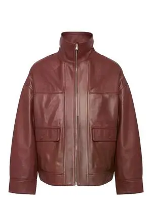 YVES SALOMON Bomber Zip Jacket - Red