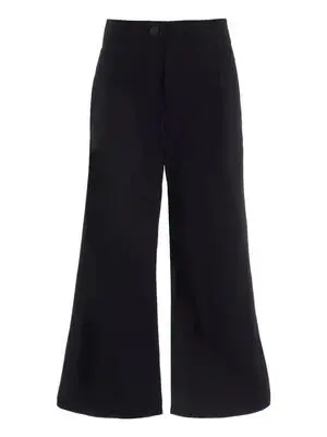 Yohji Yamamoto Wide-leg Trousers With Button Detail - Black
