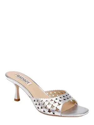 Badgley Mischka Windy Heart Cut Out Slide Sandal Silver Metallic