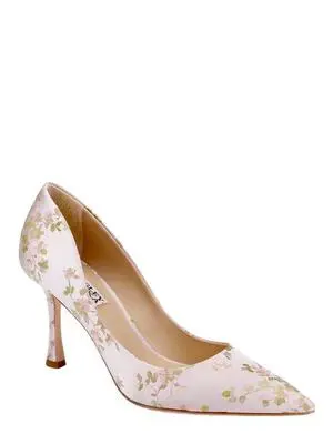 Badgley Mischka Wonder Floral Jacquard Pointed Toe Pumps Light Pink