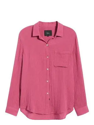 Rails Ellis Organic Cotton Gauze Button-up Shirt - Dark Rose