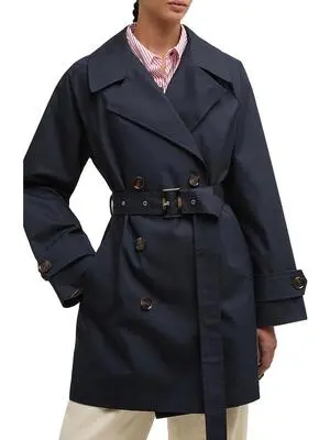 Barbour Adare Showerproof Water Resistant Trench Coat - Dark Navy/dress Navy Tartan