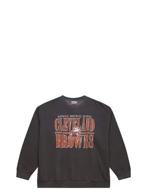 Mitchell & Ness Cleveland Browns Vintage Logo Crewneck Sweatshirt - Black