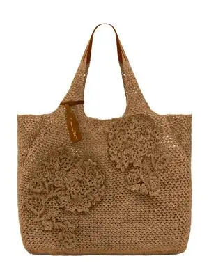 Oscar De La Renta The Topaz Crochet Raffia Tote - One-color