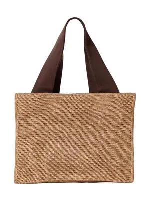 THE ROW Loretta Raffia Tote Neutral