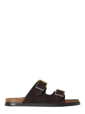 THE ROW The Row Buckled Suede Sandals Brown