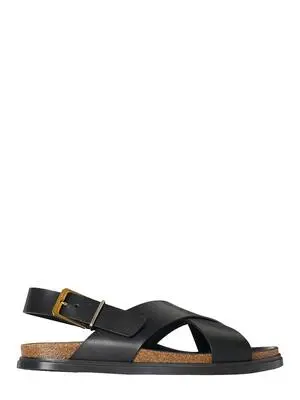 THE ROW Buckle Leather Sandals - Black