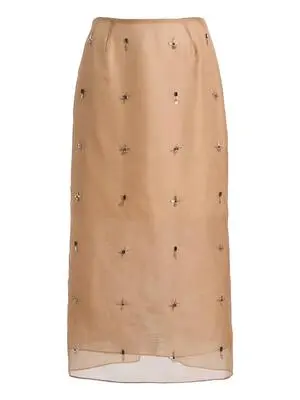 Lafayette 148 New York Silk Pencil Skirt - Brown