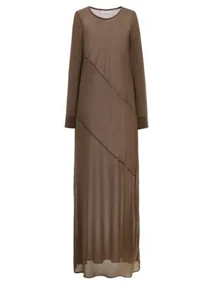 SLOAN Long Georgette Gown With Bias Seam - Taupe