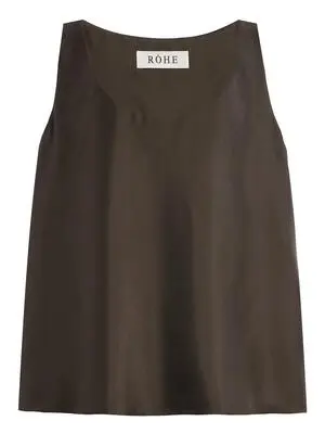 RÓHE Silk Scoop-neck Top - Brown