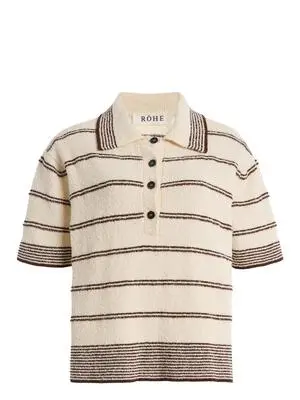 RÓHE Cotton-blend Terry Cloth Polo Shirt - Stripe