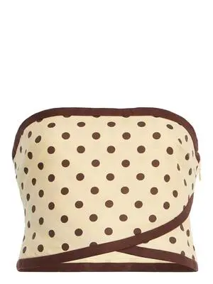 Posse Bowie Polka-dot Linen-cotton Top - Yellow