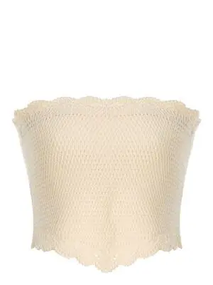 Posse Dylan Strapless Crocheted Crop Top - Ivory