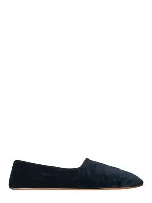 THE ROW Ponti Cotton Velvet Slippers - Navy