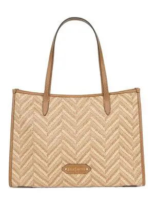 Eric Javits Raffia And Leather Tote Bag - Peanut