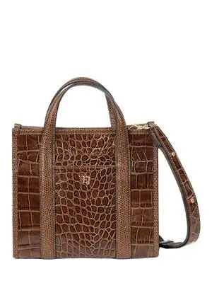 Eric Javits Embossed Calf Leather Top Handle Shopper - Toast