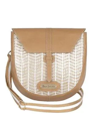 Eric Javits Palm Pouch Woven Raffia Straw Messenger Bag - White Mix