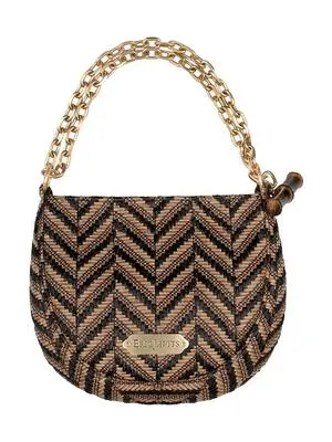 Eric Javits Chain Pouch Raffia - Black Mix