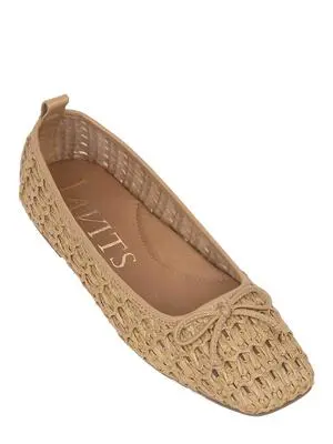 Eric Javits Parris Raffia Ballet Flat Crochet Raffia Straw, Breathable Mesh, Built-in Arch Support, Nonslip Tpr Sole - Natural