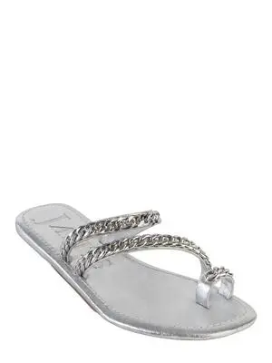 Eric Javits Chainmi Toe Loop Sandal - Silver