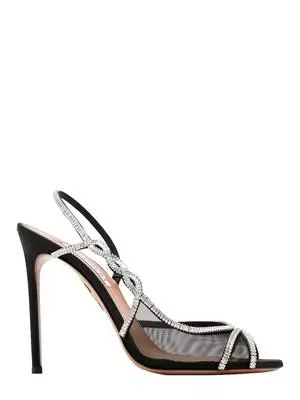 AQUAZZURA Mesh Embellished Sandals - Black