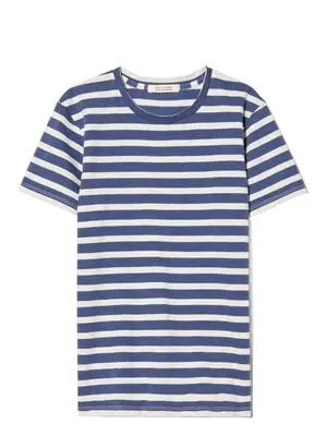 NILI LOTAN Lana Striped Tee - French Blue/off White Stripe