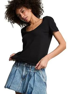 Pink Dream Jersey Scoop Tee - Black