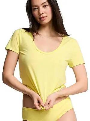 Pink Dream Jersey Scoop Tee - Yellow