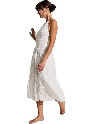 Victoria's Secret Smocked High-neck Midi Dress - White,ivory