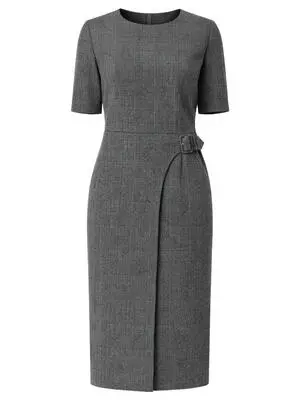 BOSS Plaid Pattern Midi Dress - Grey