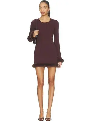 SNDYS. Pearse Faux Fur Trim Mini Dress - Brown