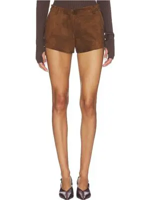 AEXAE Leather Suede Mini Short - Brown
