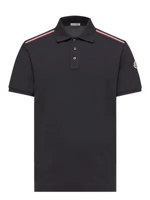 Moncler Moncler Tricolor-trimmed Cotton Piquet Polo Shirt Blue