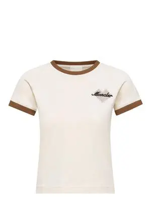 Moncler Heart Logo Cotton T-shirt - Beige