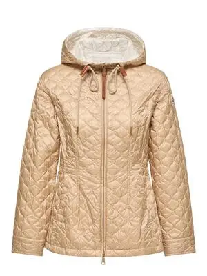 Moncler Arum Hooded Mid-Length Down Jacket Beige