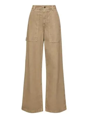 Moncler Cotton Wide Leg Pants - Beige