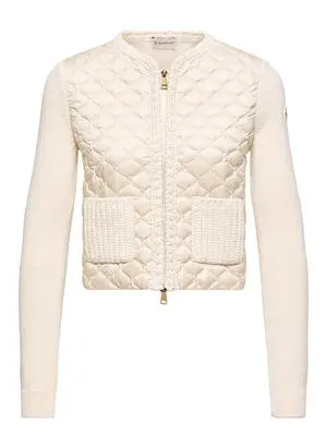 Moncler Geometric-quilted Padded Zip-up Cardigan - White