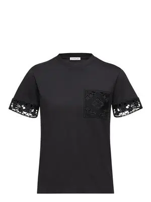 Moncler Macramé-trimmed Cotton T-shirt - Black