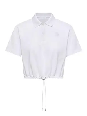 Moncler Cropped Cotton Piquet Polo Shirt - White