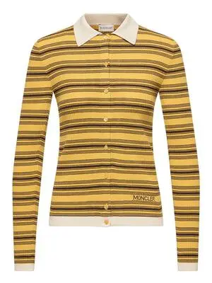 Moncler Striped Long Sleeve Polo Shirt - Multicolor