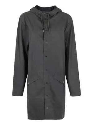 Rains Long Jacket Hooded Pocket Coat Green