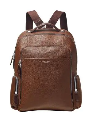ASPINAL OF LONDON Pebble Leather Reporter Zipped Backpack - Brown