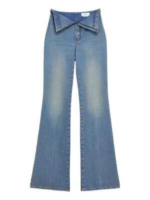 Alexander McQueen Foldover-waist Flared Jeans - Blue
