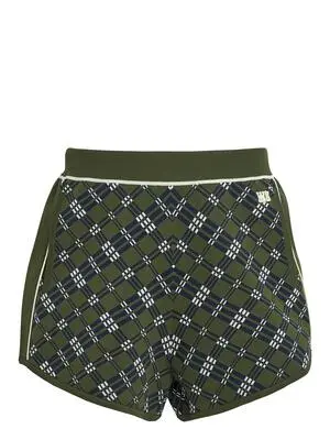 WALES BONNER Power Check Knit Shorts - Green